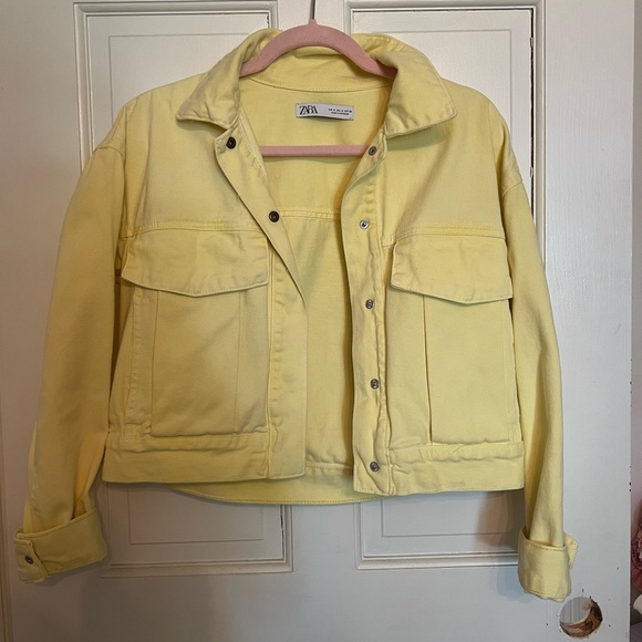 Zara | Jackets & Coats | Zara Yellow Jean Jacket | Poshmark